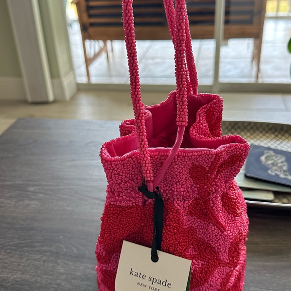 kate spade | Bags | Beaded Classic Rose Drawstring Bucket Bag Kate ...